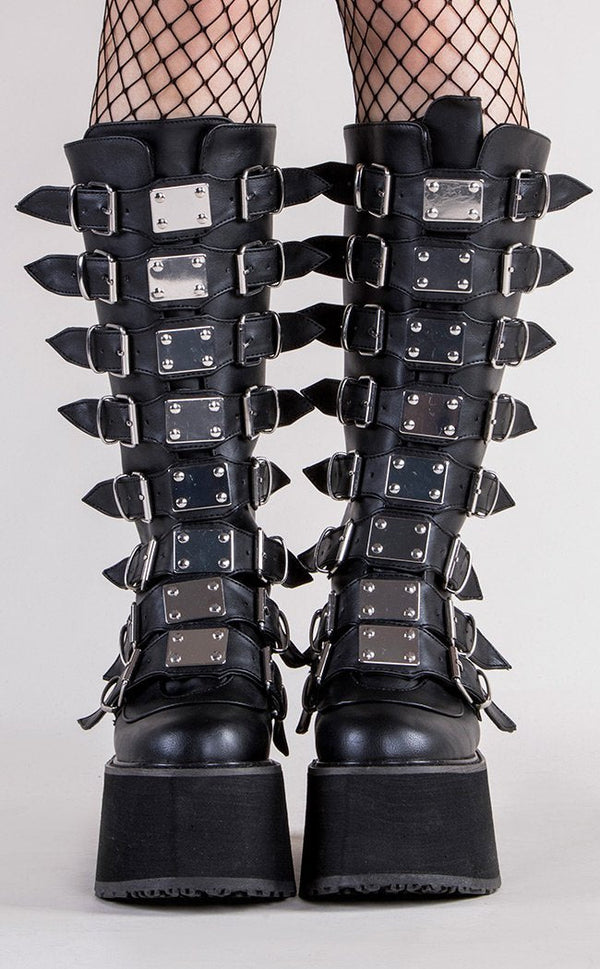 Demonia DAMNED-318 Black Vegan Leather Boots | Goth Shoes Australia