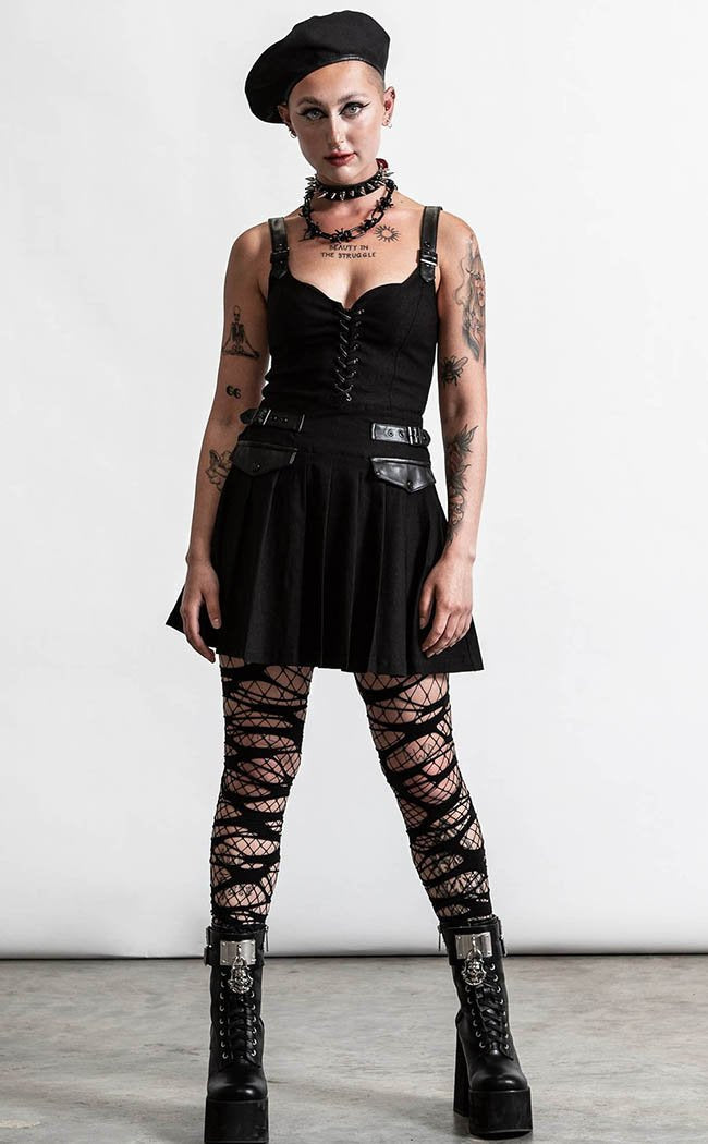 Distortion Pleated Dress | Killstar Australia | Alternative Clothing