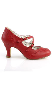 Pin Up Couture | FLAPPER 35 Red Faux Leather Vegan Heels | Retro Shoes