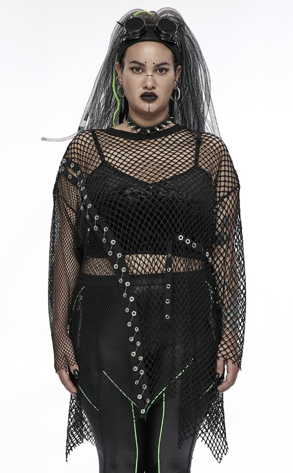 Glitchcore Mesh Top | Punk Rave Australia | Plus Size Cyber Fashion