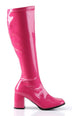 GOGO-300 Hot Pink Stretch Patent Gogo Boots