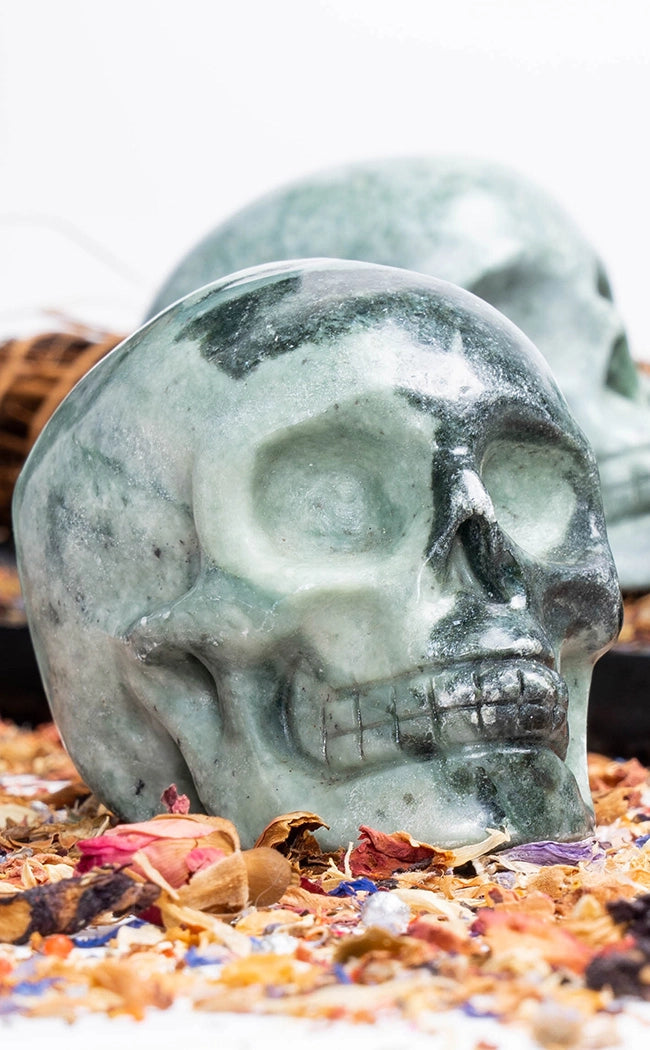 Green Calcite Crystal Skull - Large | Shop Crystals and Energy Healing