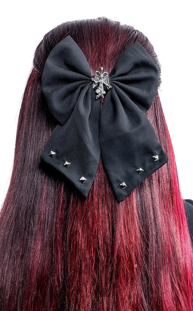 Hail Satan Bow Hair Clip | Gothic Hair Accessories