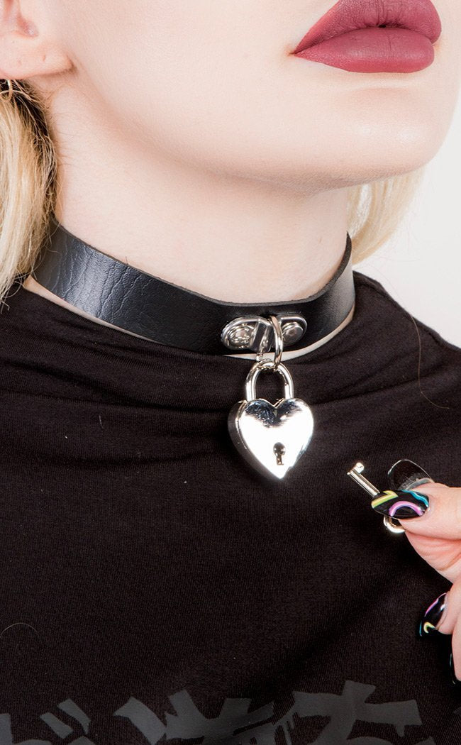 Lovin' Me Lovin' You Heart Lock Choker | Gothic Accessories Australia