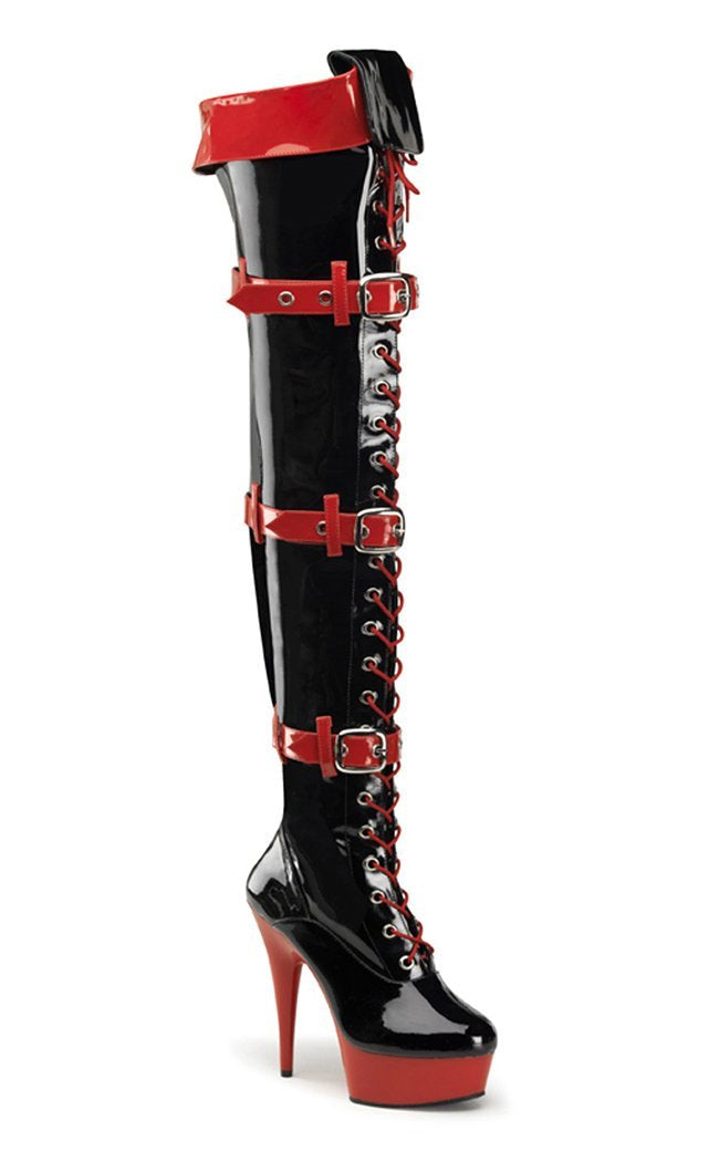 MEDIC-3028 Black Red Patent Nurse Boots