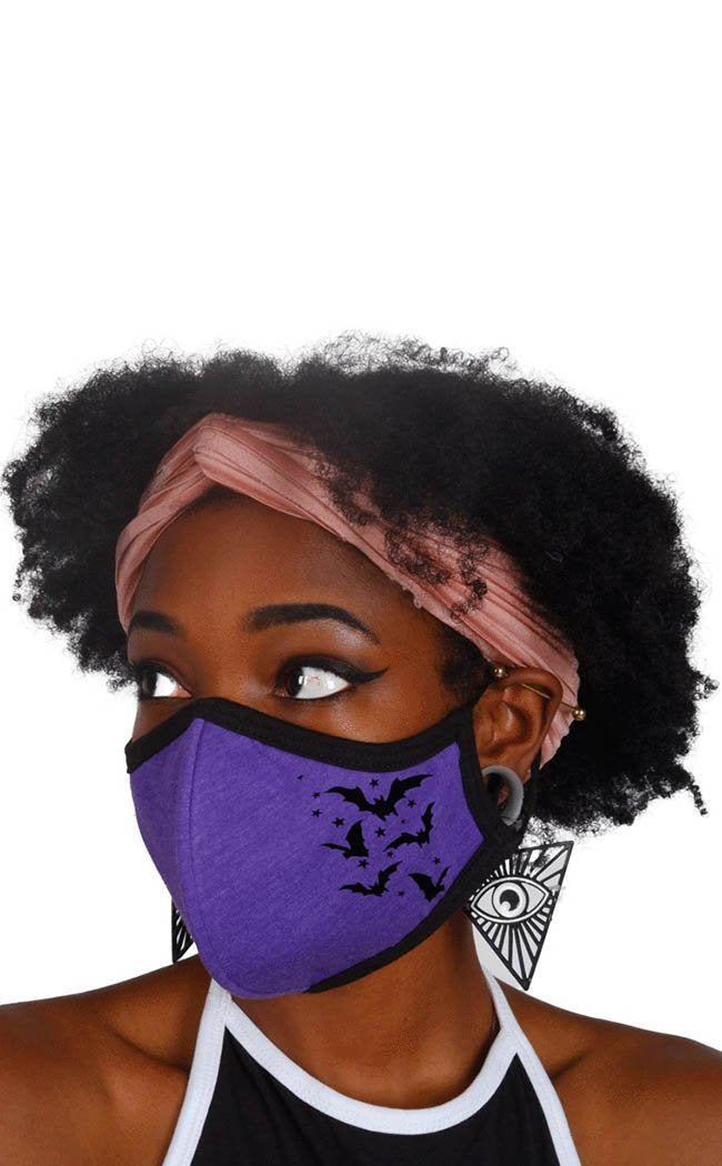 Too Fast | Gothic Facemask | Purple Bats Face Mask | Afterpay & Zip