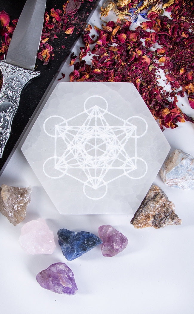 Selenite Crystal Grid Charging Plate | Wicca & Pagan Altar Accessories