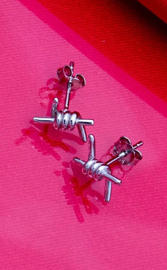 Sterling Silver Barbed Wire Earrings [Silver] | Gothic Body Piercings