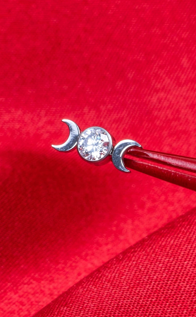 Titanium Threadless Top | Triple Moon [Silver]
