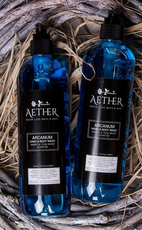 Aether Vegan Bath & Body | Arcanum Amber & Teak Moss Scented Body Wash