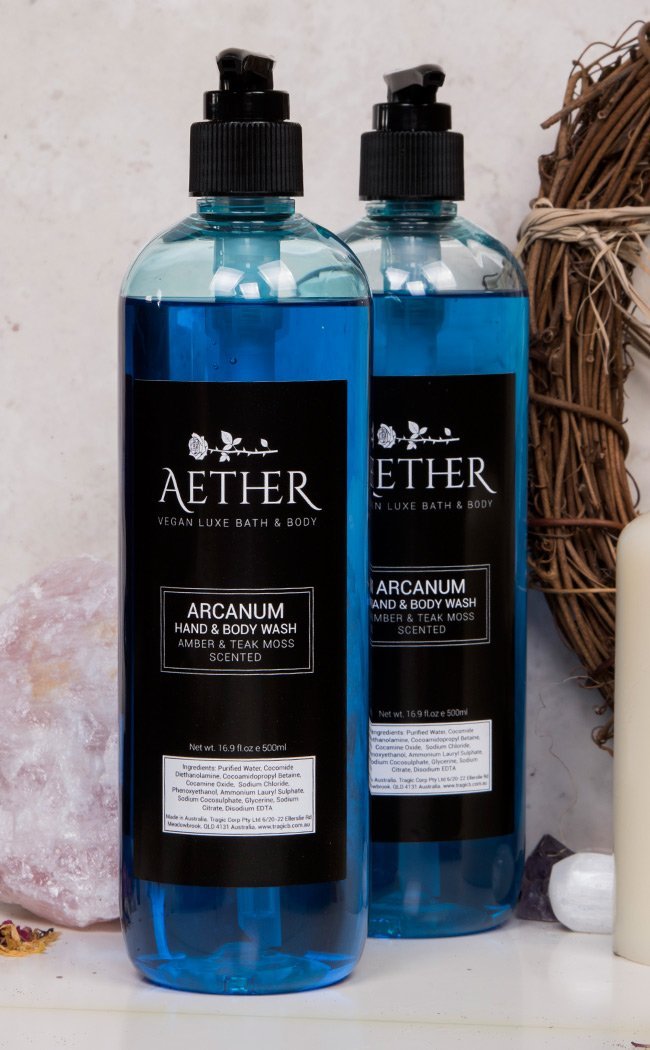 Aether Vegan Bath & Body | Arcanum Amber & Teak Moss Scented Body Wash