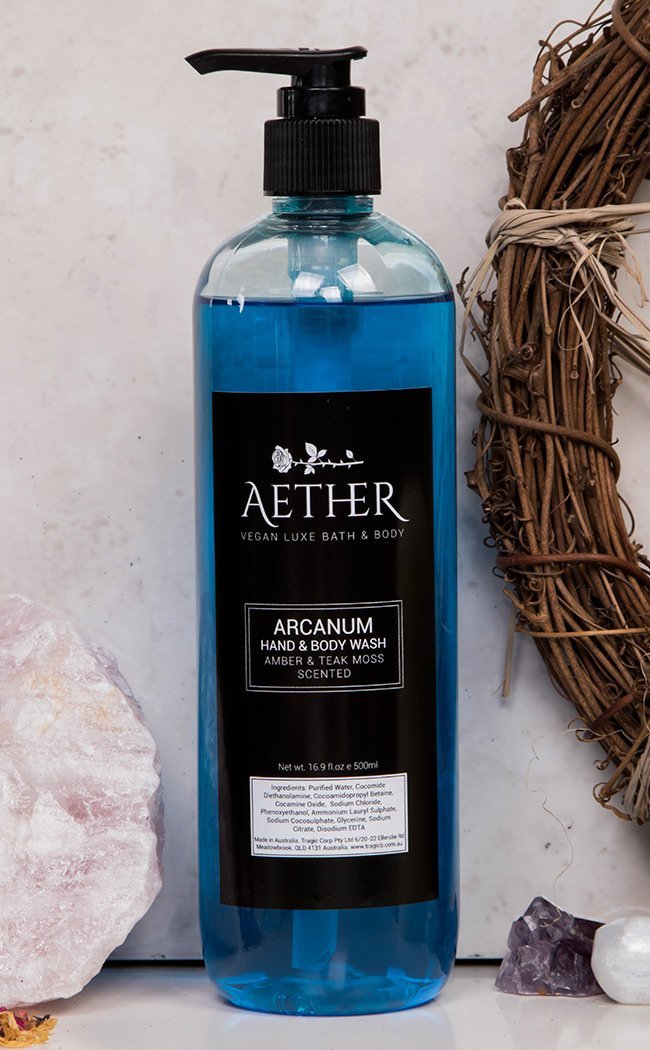 Aether Vegan Bath & Body | Arcanum Amber & Teak Moss Scented Body Wash