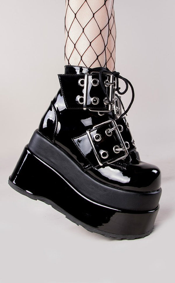 BEAR-104 Black Patent Platform Boots | Shop Ankle Boots Australia