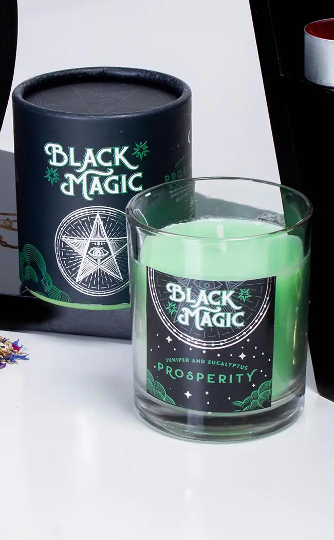 Black Magic Candle Prosperity Spell Juniper & Eucalyptus Herb Magic