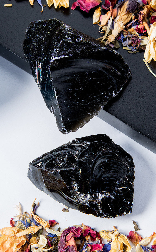 Black Obsidian Raw Crystal Chunks | Wicca & Pagan Crystals Accessories