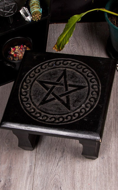 Black Pentacle Square Altar Table | Pagan Wicca Homewares | Afterpay