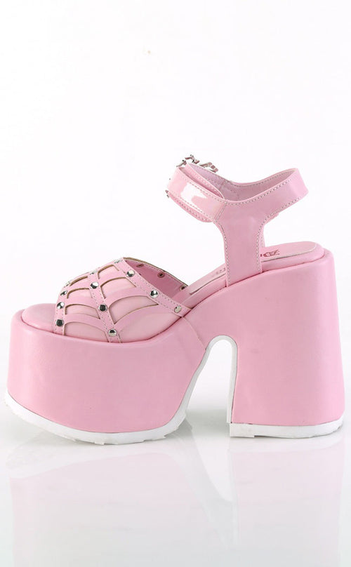 CAMEL-17 Pink Vegan Platform Spider Sandals | Gothic Shoes Australia