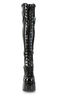 Demonia CAMEL-300 Black Patent Thigh High Boots | Goth Shoes Australia