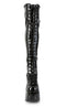 Demonia CAMEL-300 Black Patent Thigh High Boots | Goth Shoes Australia