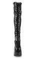 Demonia CAMEL-300 Black Patent Thigh High Boots | Goth Shoes Australia