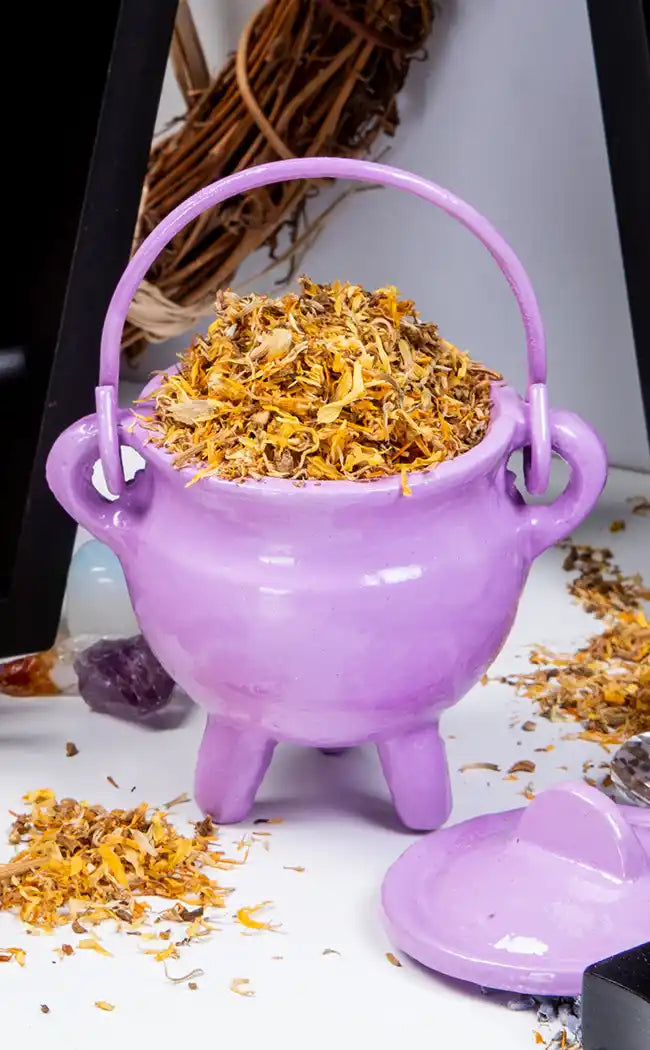 Cast Iron Cauldron w Lid in Lavender Witchcraft & Wicca Supplies