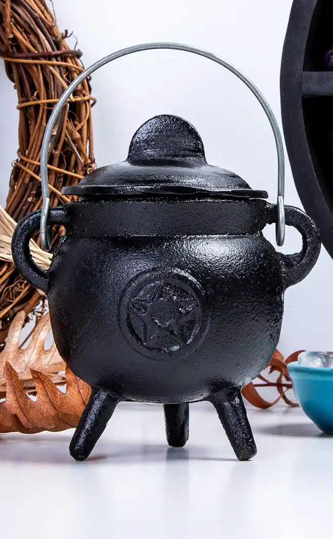 Cast Iron Pentagram Cauldron | Wicca Pagan Altar Tools Australia
