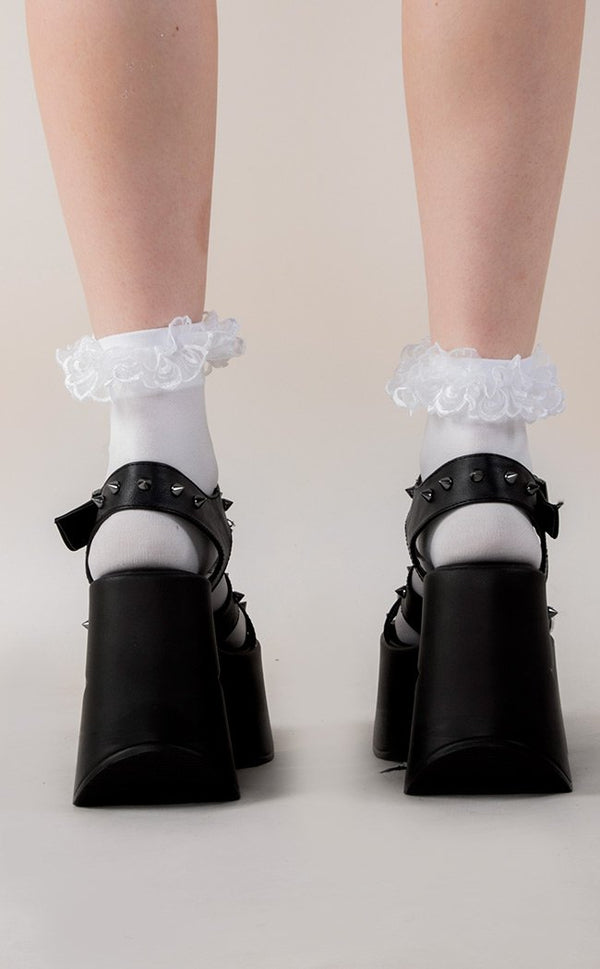 Demonia DYNAMITE-02 Black Wedge Heels | Summer Goth Shoes Australia