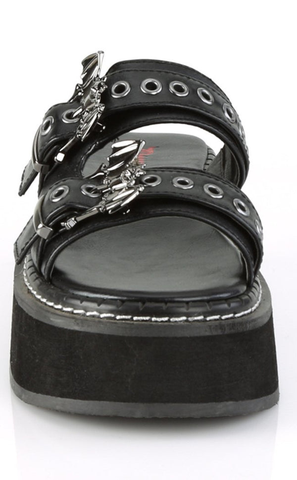 Demonia EMILY-100 Black Slide Sandals | Summer Goth Shoes Australia