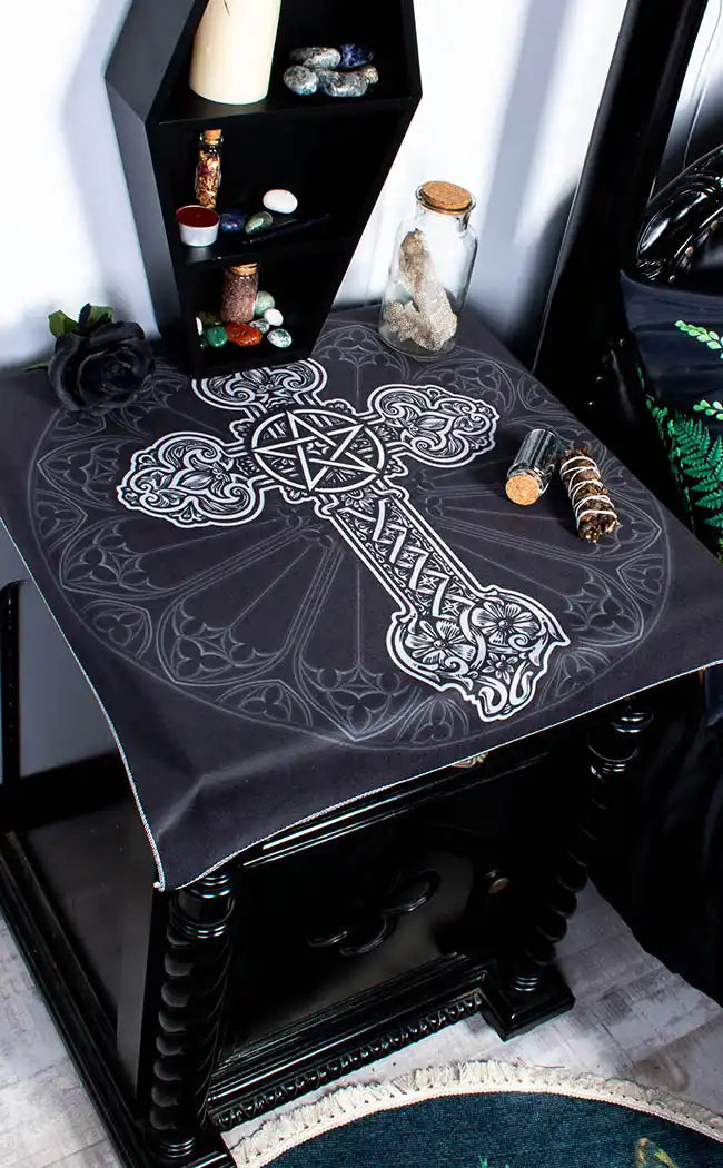 Elemental Gothic Cross Altar Cloth | Witchcraft Supplies Australia