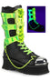 GRAVEDIGGER-255 Black & UV Green Harness Boots | Goth Shoes Australia
