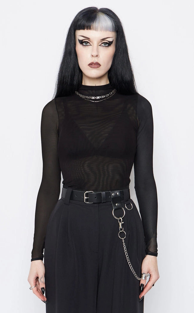 Gemini High Neck Mesh Top | Mary Wyatt Australia Ethical Goth Fashion