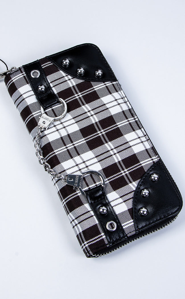 Blak and White Tartan Handcuffs Wallet | Banned Apparel | Punk & Goth