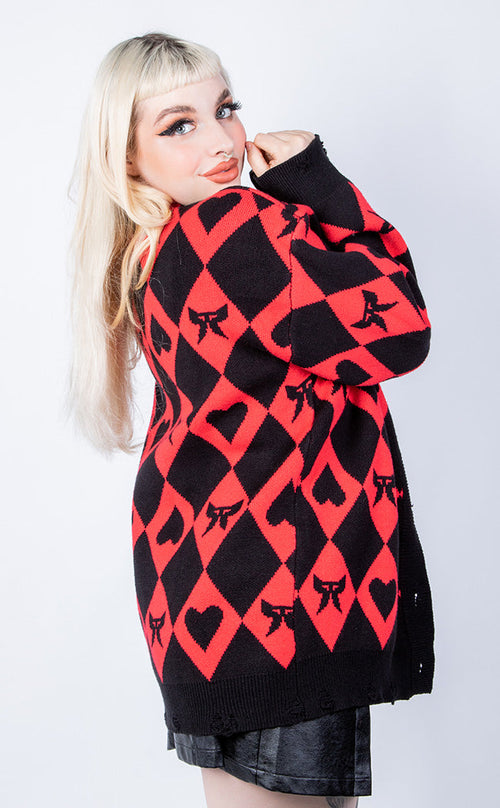 Harlequin Checkered Cardigan | Punk Rave | Gothic Witchy Clothing