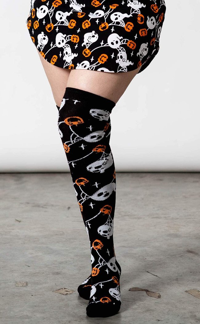 Haunted Pumpkin Knee High Socks | Killstar Australia | Goth Underwear