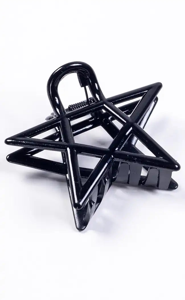 Pentagram Claw Clip Set Of Two | Black & Red | Gothic Claw Clips