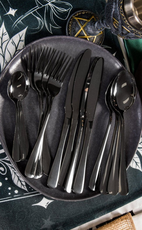Black Cutlery Set | Witchy Occult Homewares | Gothic Gifts Australia