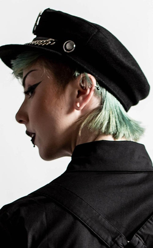 Orbit Peaked Military Cap | Killstar Australia | Goth Punk Accessories