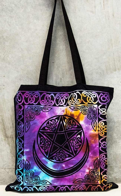 Pentacle with Moon Cotton Tote Bag