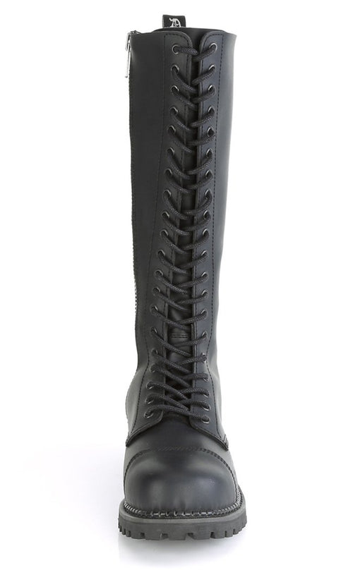 Demonia RIOT-20 Black Vegan Knee High Boots | Punk Shoes Australia