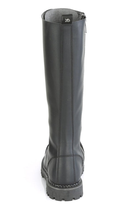 Demonia RIOT-20 Black Vegan Knee High Boots | Punk Shoes Australia