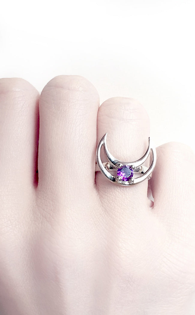 Rhea Moon Steel Ring | Rogue + Wolf Australia | Gothic Jewellery