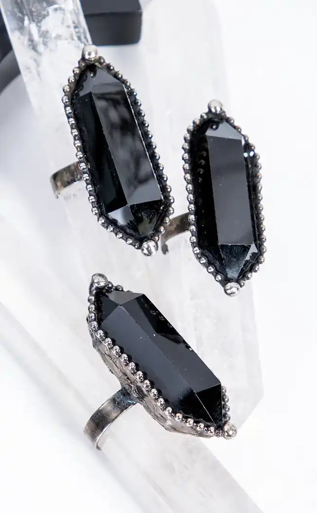 Rites of Darkness Obsidian Ring | Witchy Goth Crystal Jewellery