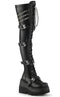 Demonia SHAKER-420 Black Matte Thigh High Boots | Gothic Shoes Australia