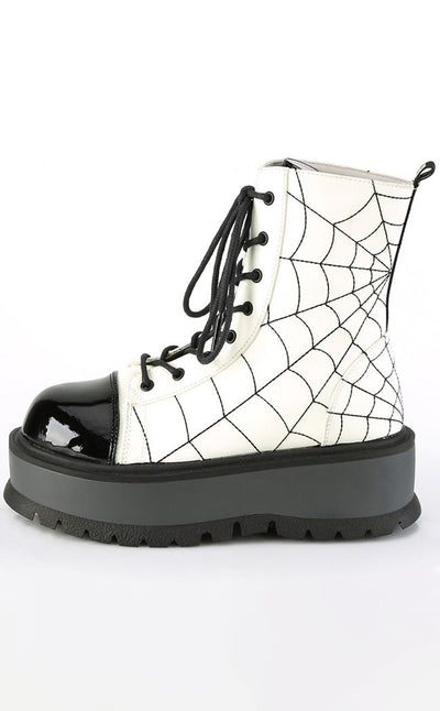 Demonia SLACKER-88 Glow Spider Platform Boots | Gothic Shoes Australia