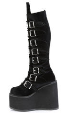 Demonia SWING 815 Black Velvet Knee Boots | Tragic Beautiful Australia