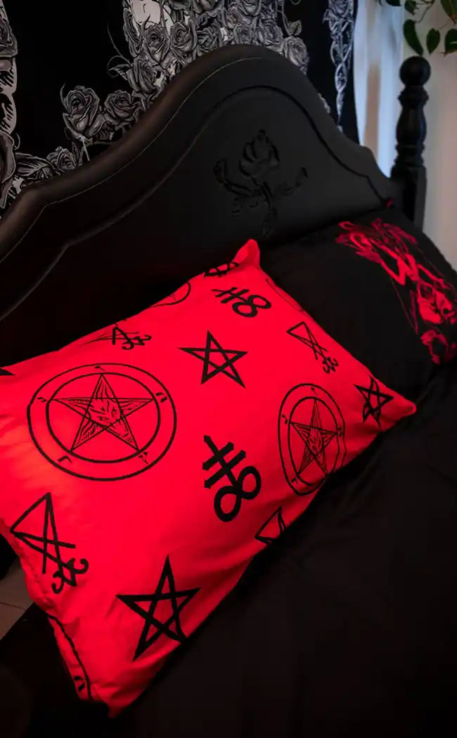 Satanic Red Pillow Slip Set | Goth Aesthetic Home Decor Australia