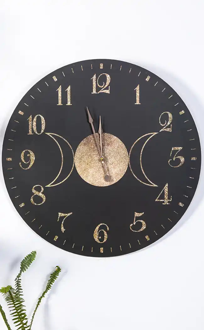 Triple Moon Wall Clock | Witchy Goth Pagan Homewares Australia