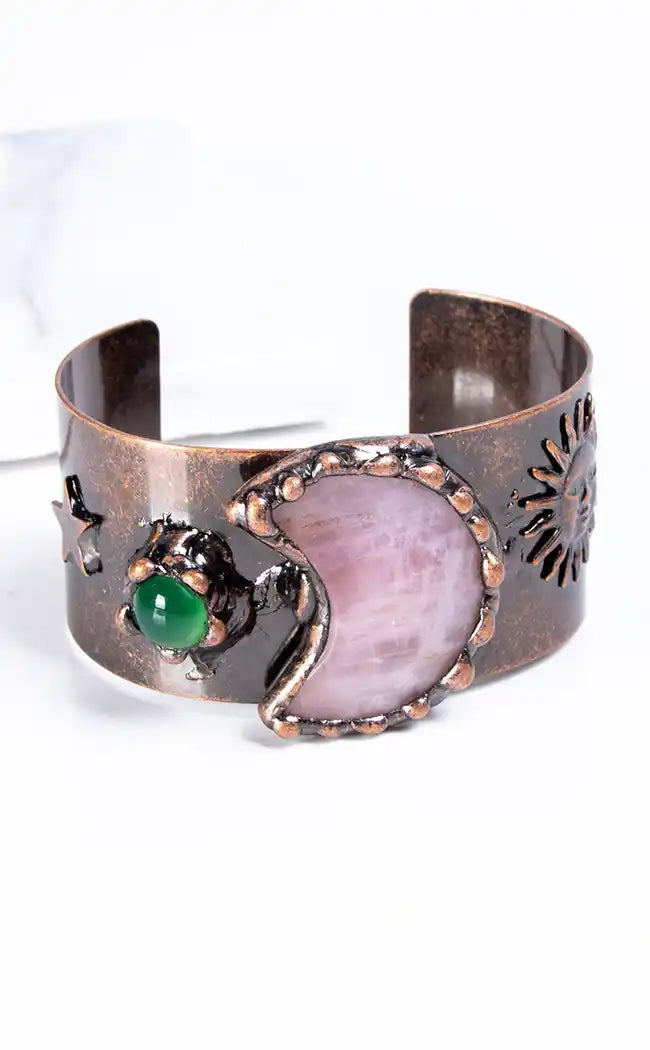 Trust the Moon Rose Quartz Cuff Bracelet | Crystal Jewellery Australia