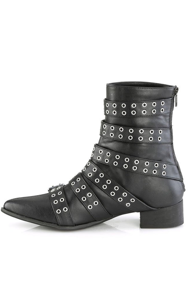 Demonia WARLOCK 55 Black Vegan Winklepickers | Gothic Boots Australia