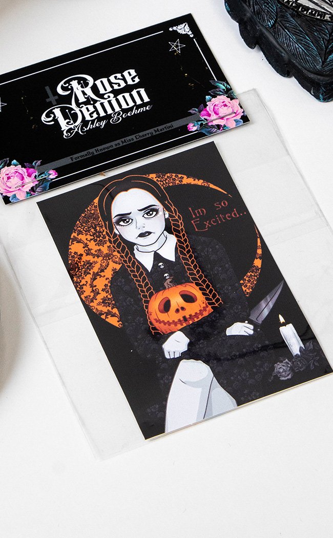 Wednesday Sticker | Rose Demon Stationery | Alt Gothic Art Australia